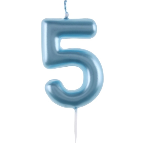 Bougie Chiffre 5 - Bleu Ciel pour l'anniversaire de votre enfant - Annikids