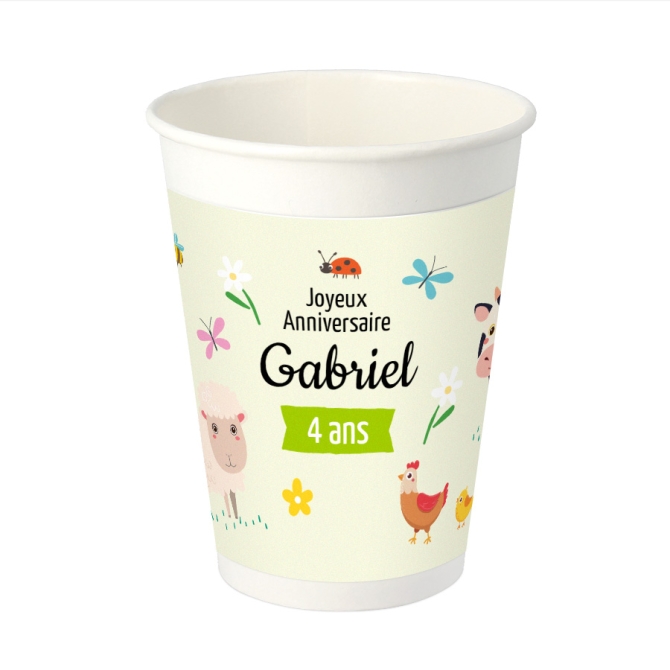 8 Gobelets à personnaliser - Ferme pour l'anniversaire de votre enfant ...